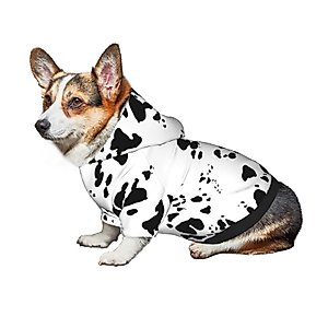 Dalmatian Print Pet Dog Cat Hoodies with Pocket Halloween Cosplay Clothes Costume Sweaters Outfits Pullover Sweatshirt for Large Medium Small Dogs Size Medium