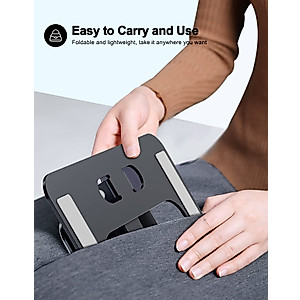 RIWUCT Foldable Laptop Stand, Height Adjustable Ergonomic Computer Stand for Desk, Aluminum Portable Laptop Riser Holder