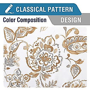 H.VERSAILTEX 100% Blackout Curtains for Bedroom Paisley Floral Printed Curtains 84 Inches Long Grommet Curtains & Drapes Thermal Curtains Window Treatments with Black Liner 2 Panels, Taupe