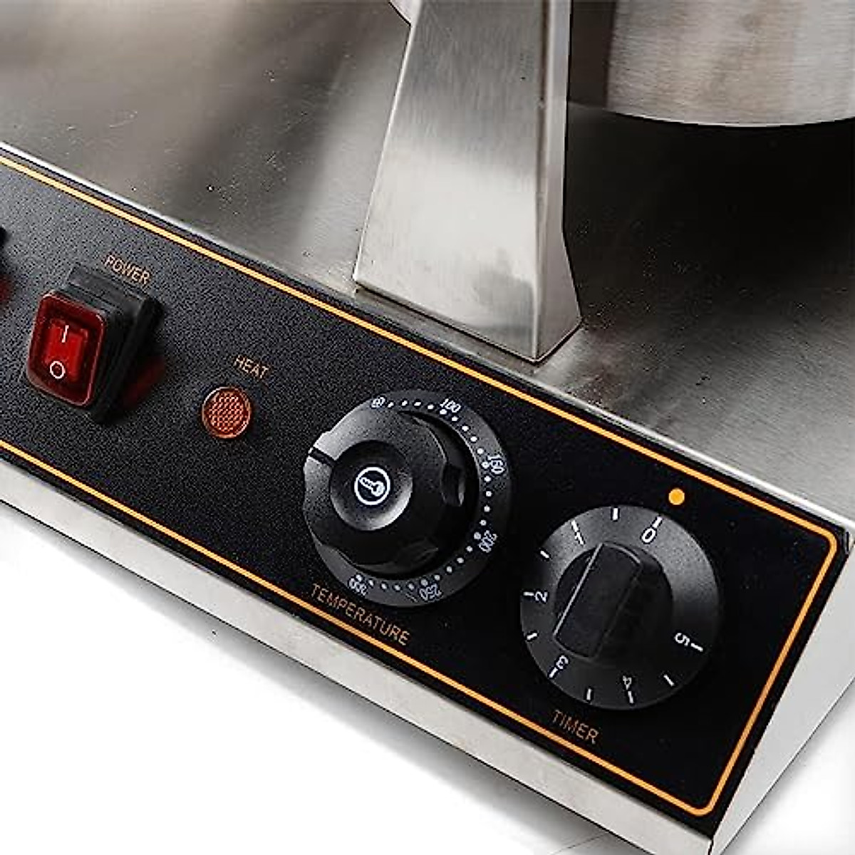 Electric Double-Head Rotating Waffle Maker, 7In Round Waffle Machine, 2600W Commercial Non-Stick Breakfast Baker Machine, 50-300℃ Temperature Control, 5 Minutes Timing