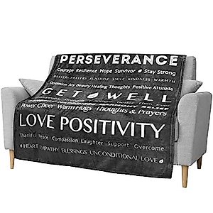 PAVILIA Healing Blanket, Get Well Soon Gift Blanket for Women, Men | Warm Hugs Inspirational Gift, Soft Fleece Throw with Positive Energy, Comfort, Love for Recovery (50x60, Grey Charcoal)