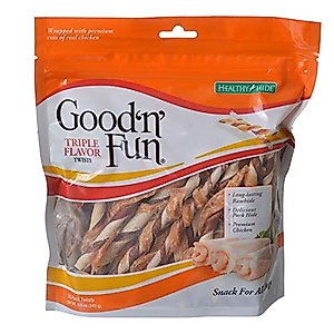 Good'n'Fun Healthy Hide Triple Twists Snack For Dogs Treats, 8.6 oz.