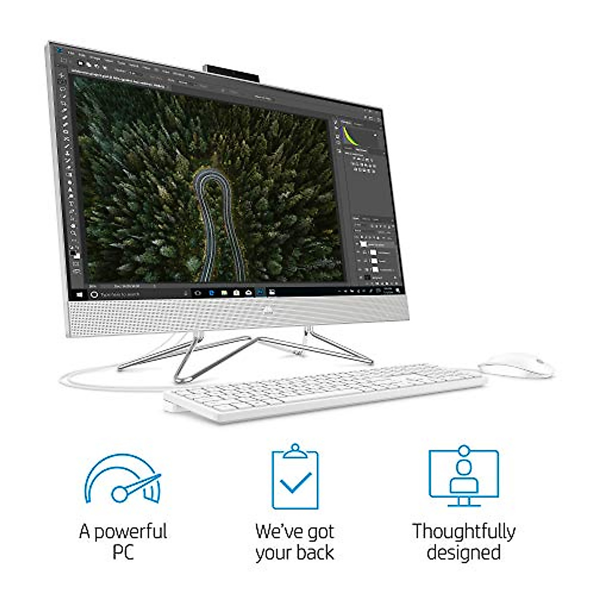 HP 27-inch Touchscreen All-in-One Desktop Computer, AMD Ryzen 5 4500U Processor,16 GB RAM, 512 GB SSD, Windows 10 Home (27-dp0160, Silver)