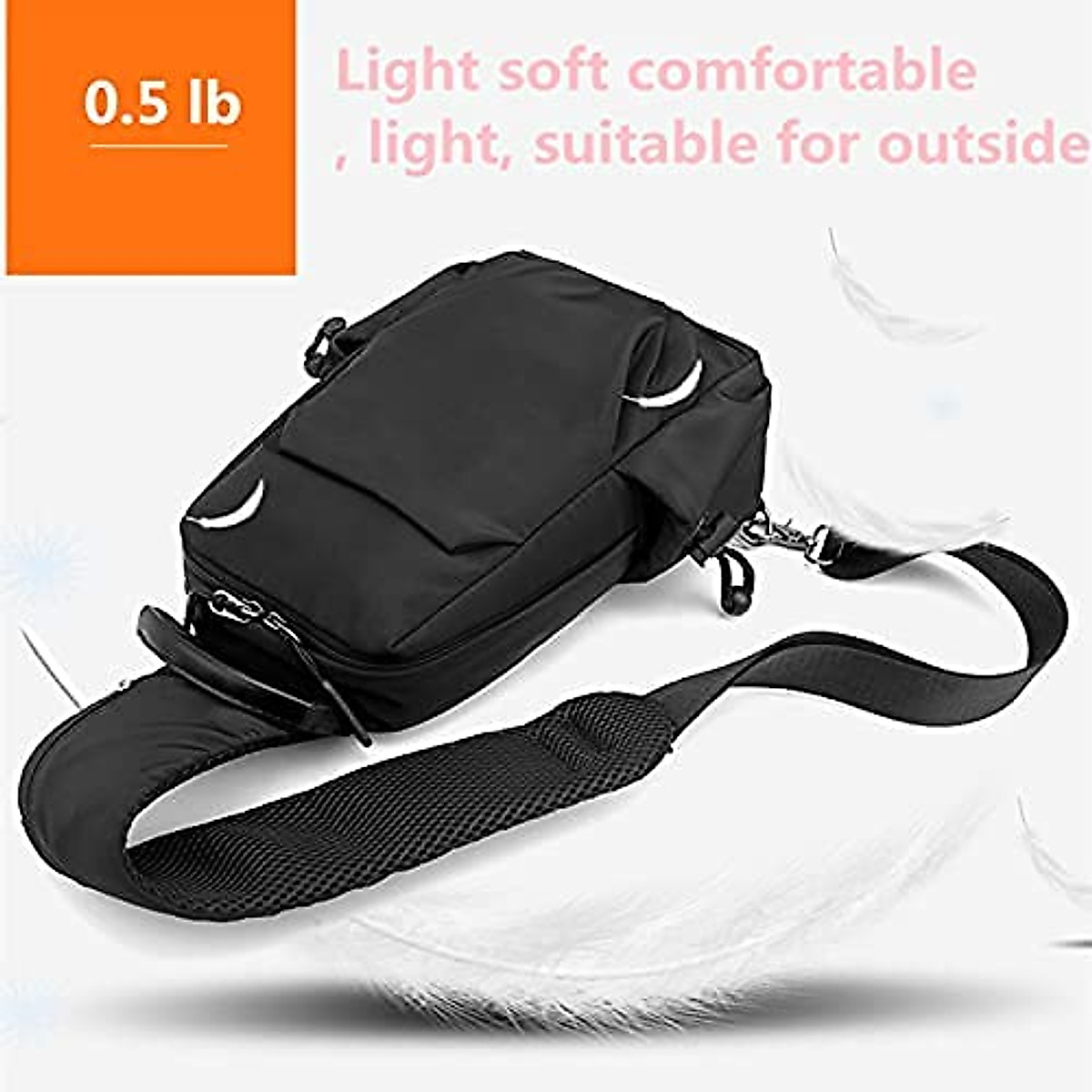 SISLNI Sling Bag Crossbody Backpack Travel Slim Shoulder Sling Backpack Chest Bag Lightweight Small Black Sling Crossbody Backpack Shoulder Bag for Men Women