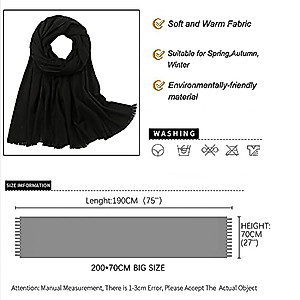 SWAT PANY Pashmina shawls and wraps for Evening Dresses Black Scarf for Women Winter Shawl Wraps for Women Weedings