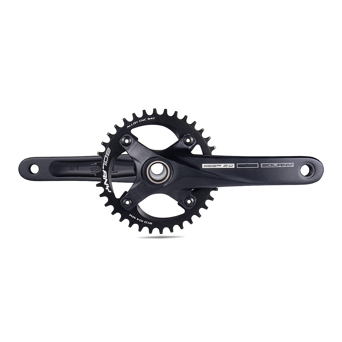 BOLANY Bike Cranksets 170mm Hollow Integrated 104BCD Single Speed Round Chainring 34T/36T MTB Crankset with Bottom Bracket (34T)