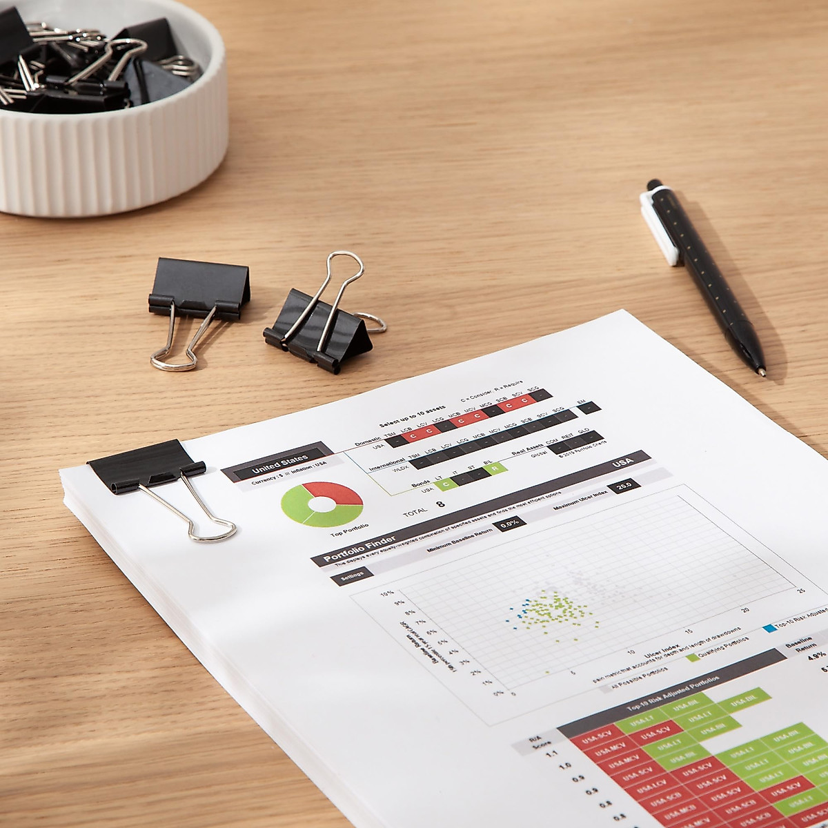 U Brands Binder Clips, Medium 1-1/4-Inch Width, 1/2-Inch Paper Holding Capacity, Black and Silver Steel, 96-Count - 656U08-24