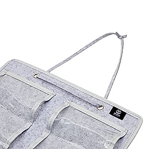 Felt Sunglass Holder for Multiple Glasses,16 Slot Hanging Eyewear Organizer (15.7 x 31.5 In, Grey)