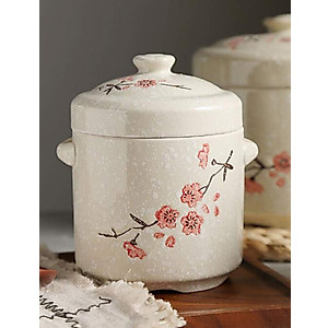 TONGTONG Japanese Style Ceramic Soup Bowl with Double Lid Steam Stewed Pot Home Kitchen Soup Pot for Egg Medicinal Birds Nestt # 21