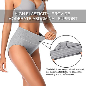 IROCUE High Waisted Underwear Cotton Brief Ladies Panties Full Coverage Breathable Tummy Control Underwear for Women Multipack-L