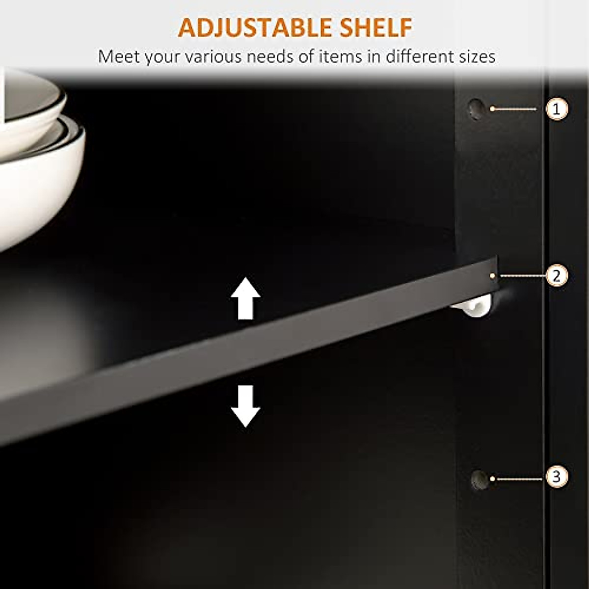 HOMCOM Sideboard Buffet Cabinet with Storage Drawers, Rubber Wood Top and Adjustable Shelves, Kitchen Cabinet Coffee Bar Cabinet, Black