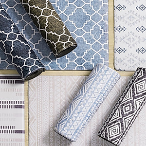 FRESHMINT Anti Fatigue Kitchen Mats for Floor 2 Piece Set, Waterproof & Non-Skid Boho Kitchen Rugs, Cushioned Kitchen Mat for Standing Washable Comfort Desk Kitchen Runners, 17x30+17x47