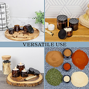 Cornucopia 8oz / 9oz Amber Glass Jars (6-Pack); Straight Sided Cosmetic Jars, Great for Body Butter, Creams, Stash Jars, Etc.