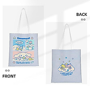TAWVNUH Anime Tote Bag for Women and Girls Cute Aesthetics Cosmetic Bag Reusable Canvas Makeup Bag Shopping Bag Gym Bag Grocery Bag