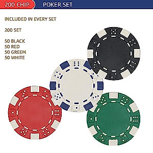 LUOBAO 200Pcs Poker Chips Set for Texas Holdem,Blackjack, Tournaments with Aluminum Case,2 Decks of Cards, Dealer, Small Blind, Big Blind Buttons and 5 Dice,11.5 Gram