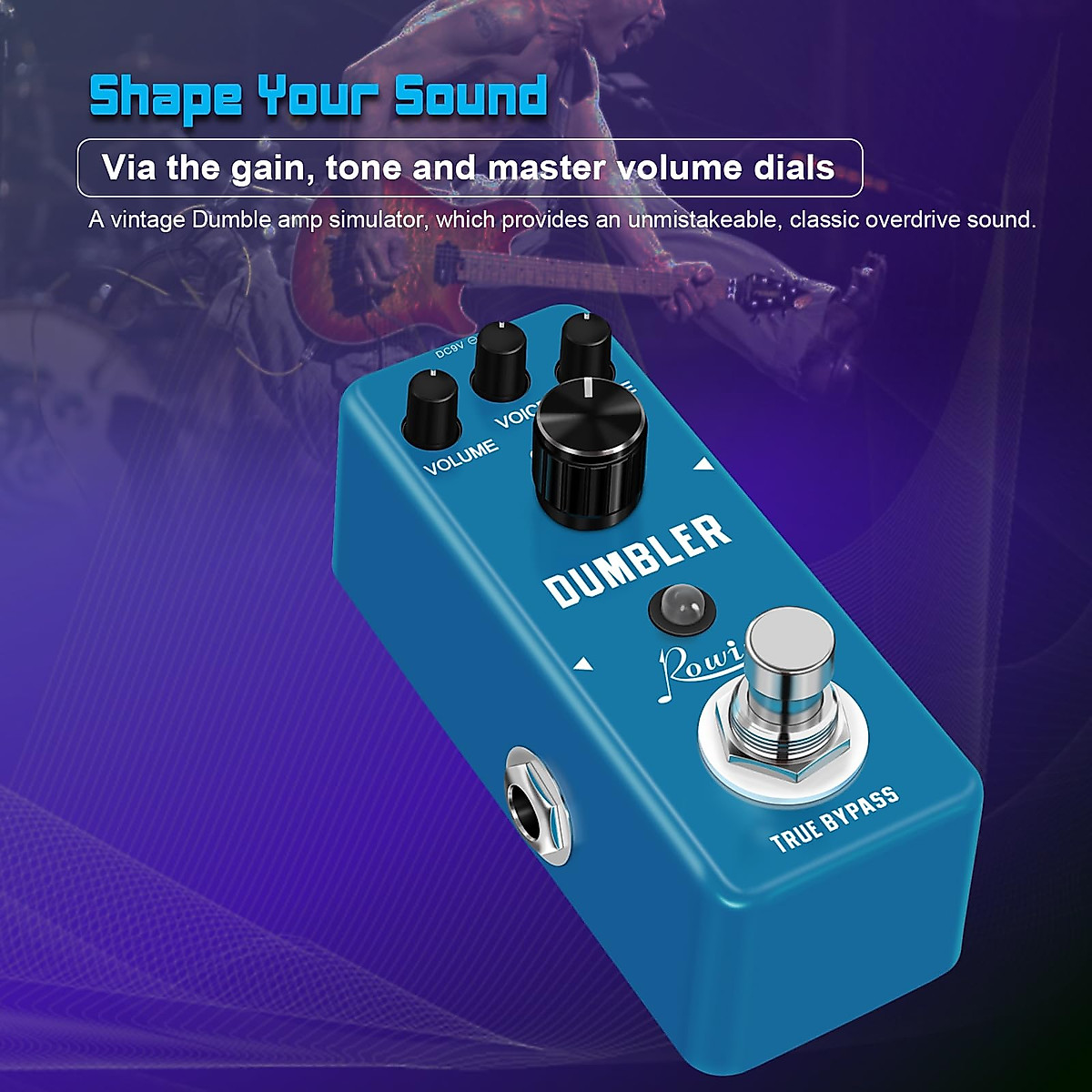 Rowin Analog Dumbler Overdrive Pedal for Guitar and Bass True Bypass