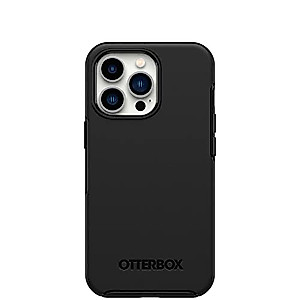 OtterBox iPhone 13 Pro Symmetry Series+ Case - Black , ultra-sleek, snaps to MagSafe, raised edges protect camera & screen