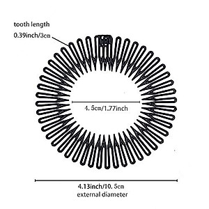 TUISER comb Headband full circle stretch comb 3pcs tooth flexible plastic comb headband clear for women girl
