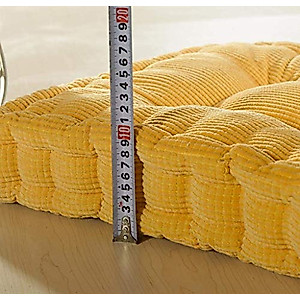 ChezMax Chair Cushions Large Outdoor Indoor Seat Cushion Thickened Bench Mat Durable Floor Pillow Winter Chair Pads for Bedroom Balcony Car Office Patio Sofa Travel Yellow Square 20"