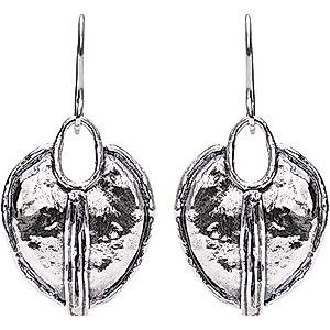 Joolala Paragon Hammered Sterling Silver Earrings – 925 Silver Paragon Hammered Drop Hang Easy Hook Dangling Earrings - Lightweight for Women