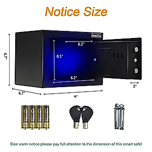 JUGREAT Safe Box with Sensor Light,Electronic Digital Securit Safe Steel Construction Hidden with Lock，Wall or Cabinet Anchoring Design for Home Office Hotel Gun Passport Cash（Black）