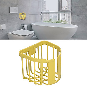 Mokernali Toilet Paper Holder, Wall‑Mounted Self Adhesive Toilet Roll Holder No‑Punch Toilet Shelf with No-Punch Sticker for Home Bathroom Kitchen(Yellow)
