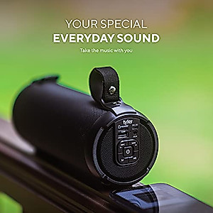 Tyler Wireless Bluetooth Speaker Water Resistant Long Range Rechargeable Boombox USB MP3 Micro SD AUX Inputs Fm Radio Sound & Bass Carry Strap Lightweight for Home Outdoor Stereo