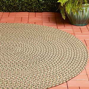 Super Area Rugs Braided Rug Sanibel Indoor/Outdoor Braided Classic American Made Carpet, Basil Tweed, 4' x 6' Oval