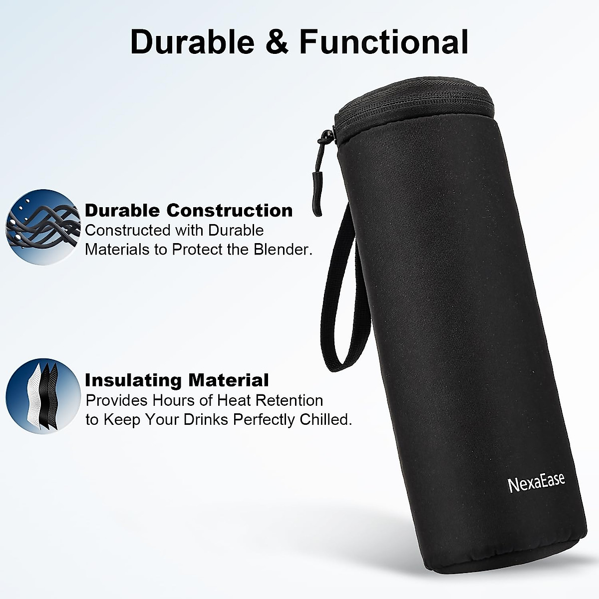 Portable Personal Blender with Insulated Sleeve for Juice, Shakes and Smoothies - 16 Oz Mini Blender Cup with 6 Blades, USB Rechargeable, BPA Free - Small Blender for Kitchen, Travel, Office, Gym