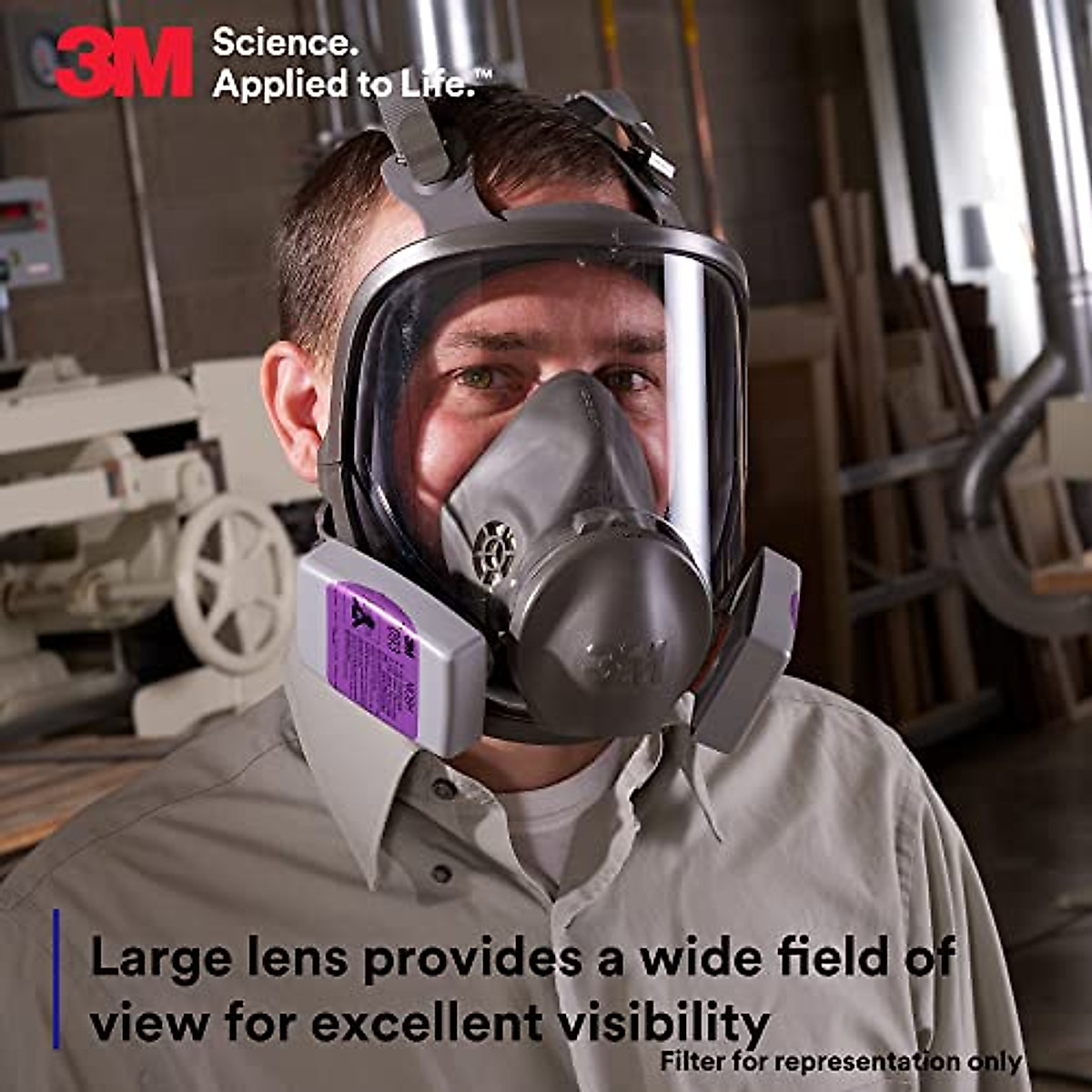 3M Full Facepiece Reusable Respirator 6800, Paint Vapors, Dust, Mold, Chemicals, Medium