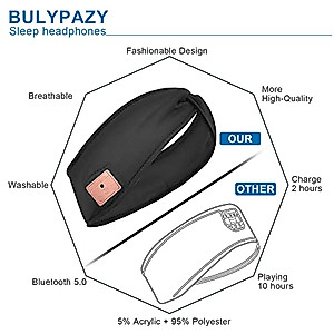 BULYPAZY Sleep Bluetooth Headband Headphones for Women, Cozy Band Wireless Headphones with HD Speakers and Knotted/Twist Design for Yoga, Workout, Running, Sports, Gift