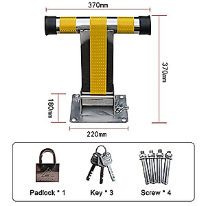 Tools Parking Barrier Lock T Shape Stainless Steel Parking Barrier Folding Parking Space Lock Heavy Duty Security Post with Padlock & Bolt