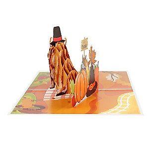 iGifts And Cards Thanksgiving Blessings with Corgi 3D Pop Up Card - 6x8 Greeting Card with Envelope & Notecard, Cornucopia of Thanks, Holiday Season, Autumn Harvest, Gratitude Gift for Dog Lovers