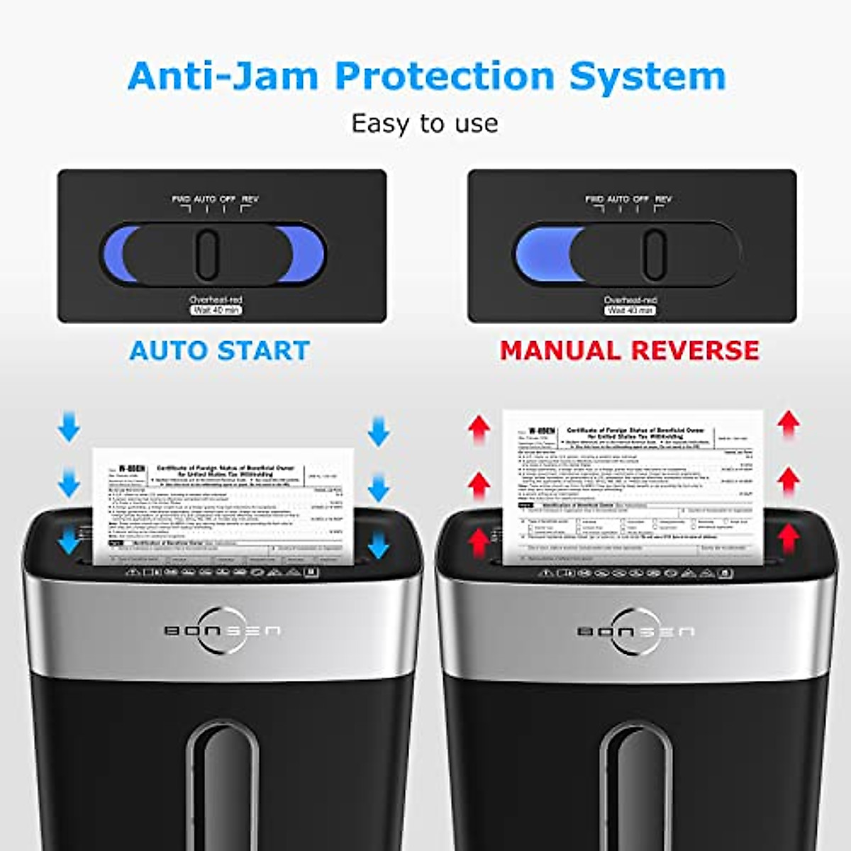 BONSEN Shredder for Home Office, 8-Sheet Crosscut Credit Card Shredder, Small Paper Shredder for Home Use with 4 Gallons Wastebasket, High Security Level P-4, ETL Certification (S3101)