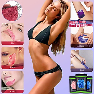 Wax Beads for Hair Removal 10.5 oz (300 g), Auperwel Hard Wax Beads for Sensitive Skin Brazilian, Face, Bikini, Eyebrow, Legs, Painless Waxing Beads for Women Men, 3 packs Wax Kit with 10 Wax Sticks