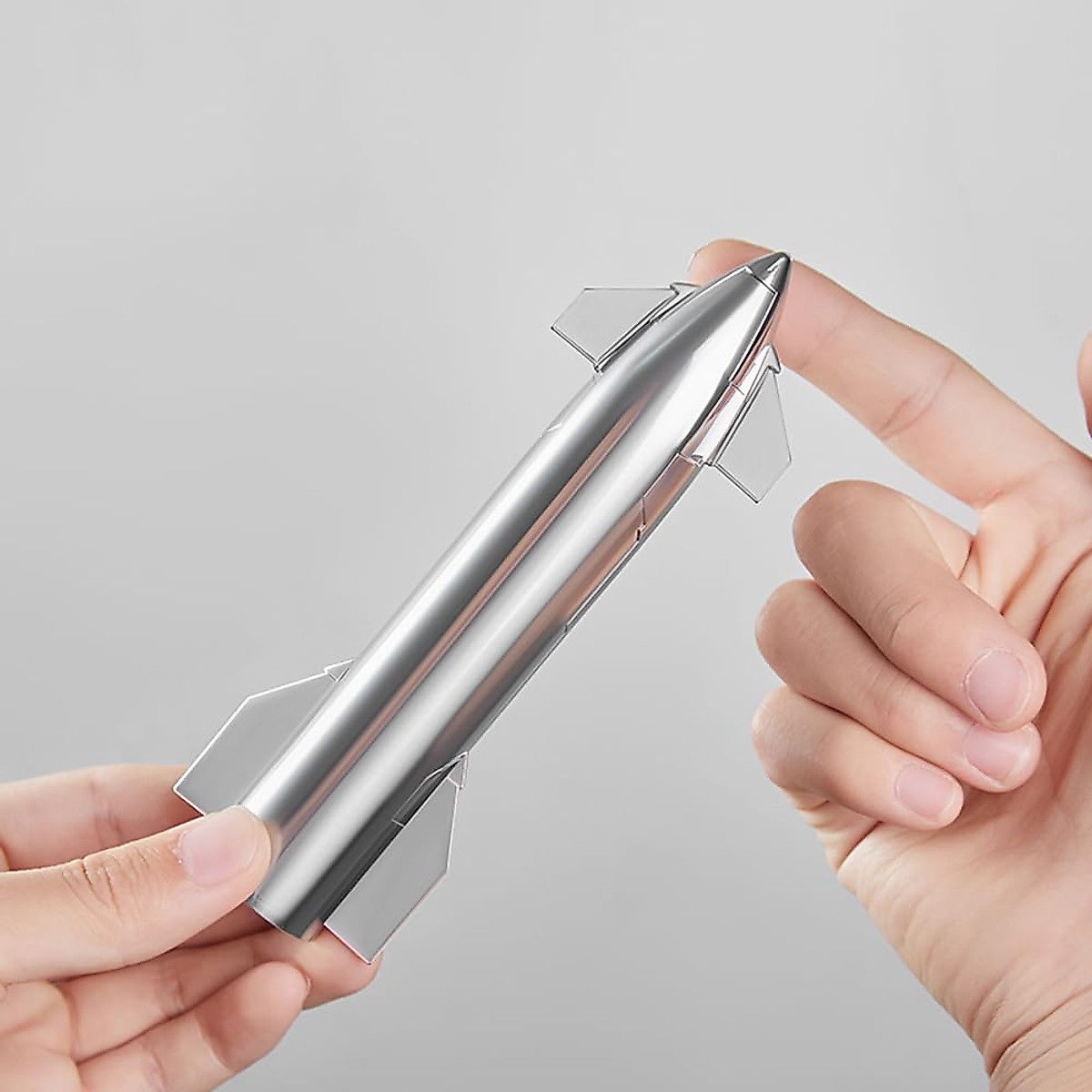 BiKiBao SpaceX Starship Rocket Model with Metallic Texturel - Launcher Tesla Toy Heavy Falcon 9 Dragon Creative Desktop Ornament, Aircraft Toy, Ideal Gift for Kids for Space NASA Lover