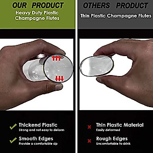 ROIMEE VONT 48 Pack Plastic Champagne Flutes Disposable 9 Oz Stemless Clear Plastic Champagne Glasses Plastic Mimosa Glasses with Gold Rim Unbreakable for Party Wedding Birthday (Heavy Duty)