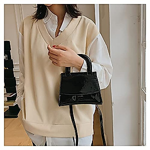 Tngan Women PU Evening Clutch Patent Leather Handbag Fashion Candy Color Shoulder Bag Crossbody, Orange Large