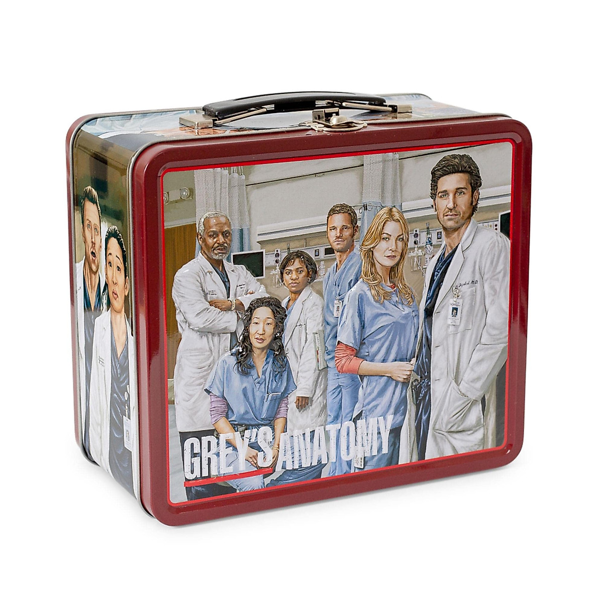 Retro Style Metal Tin Lunch Box Tote | Reusable Bag, Storage Organizer Container, Bento Box Accessories | Official TV Show Collectible | 8 x 7 x 4 Inches