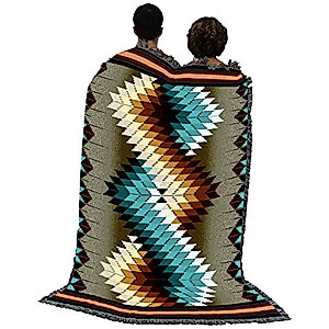 Pure Country Weavers Whirlwind Smoke Blanket - Southwest Native American Inspired - Gift Tapestry Throw Woven from Cotton - Made in The USA (72x54)