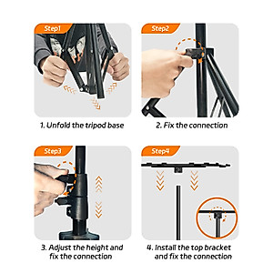 FUDONI Projector Stand Tripod from 14.5'' to 39.4'', Laptop Tripod Stand Height Adjustable for Home Cinema, Office