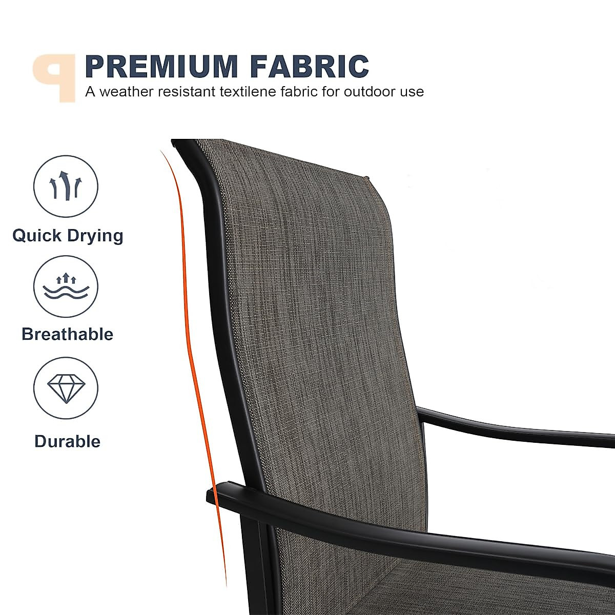 Anmutig Patio Swivel Dining Chairs Set of 6, Outdoor Furniture Textilene Mesh Fabric Outdoor Chairs with Armrest for Front Porch Patio Lawn Backyard, Black Frame Brown/Grey