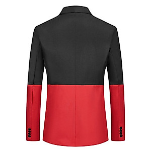 Men's Slim Fit Blazer 1 Buttons Stylish Business Suit Sports Coats Lightweight Single Breasted Lapel Prom Jacket (Black 2,Large)