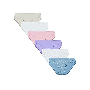 Hanes Women's Organic Cotton Panties Pack, ComfortSort Underwear, May Vary, Assorted Colors, 6-Pack Hipsters, 5