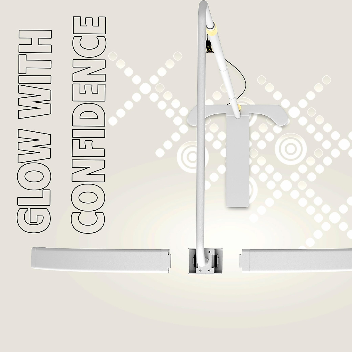 Hi_friend Eyelash LED Floor Light, Half Moon Lamp for Lash Extension, Lighting for Beauty, Skincare, Lashes, Eyebrows, Filming Content Creation (White)