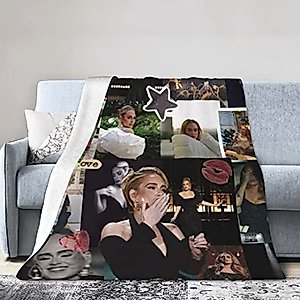 Adele Adkins Throw Blanket Soft Blanket Lightweight Cozy Flannel Blanket Collage for Living Room Couch Sofa Personalized Adele Adkins Merch Fans Gift 60x50 in