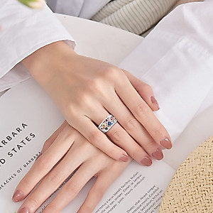 YUYOO Sterling Silver Custom Mothers Ring with 1-8 Simulated Birthstones Personalized Birthstone Ring for Women Custom Family Ring for Mom Wife Grandmother