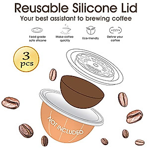 VIVI SKY Reusable Coffee Capsule Lids Work with Nespresso Pods Vertuo,Food Grade Silicon Caps Used for Every Sizes of Reusable Nespresso Vertuo Pod Refillable Vertuo Capsule(Silicon Vertuo Lids- 3PCS)