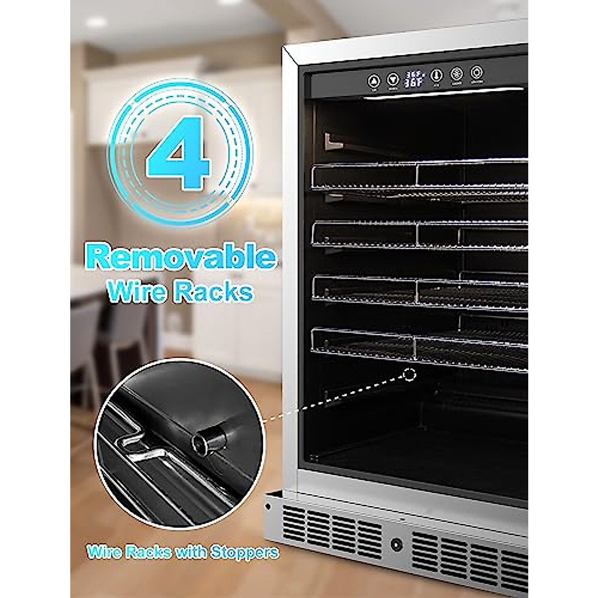 SUCISENI Outdoor Beverage Refrigerator, 24 Inch Undercounter Beverage Fridge Cooler Holds 180 Cans, Stainless Steel Refrigerator with Lockable Door for Home Bar, Outdoor Kitchen Patio or Commercial