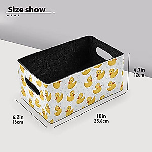 Emelivor Duck Storage Basket Bins Set (2pcs) Felt Collapsible Storage Bins with Dual Handles Dog Toy Basket for Organizer, Closet, Shelves, Office